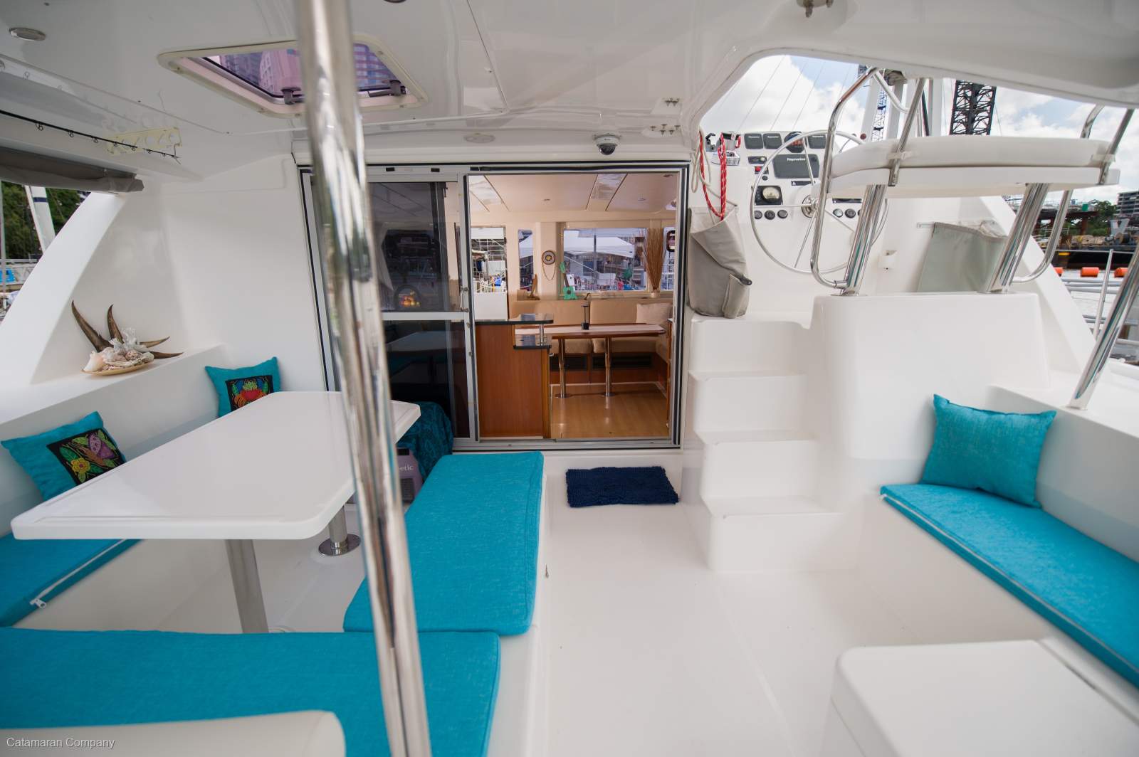 Leopard Catamarans 44 Forward cockpit/lounge For Sale | Catamaran Company